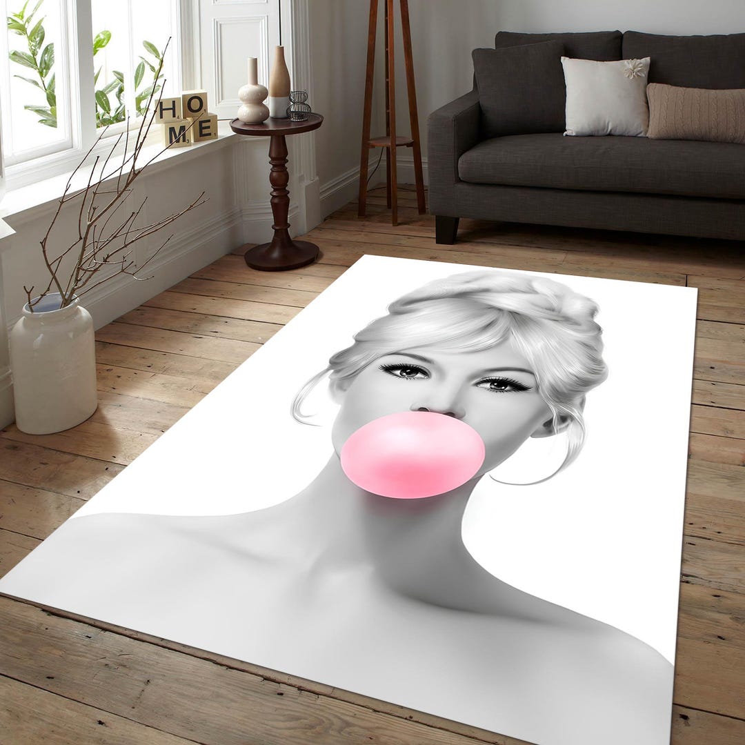 Woman Chewing Gum Rug: Black and White Fashion Area Rug - Etsy