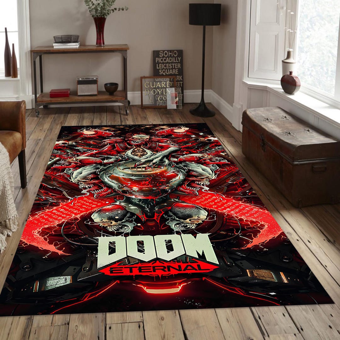 Doom Rug,popular Game Poster,personalized Rug,poster Rug,game Decor ...