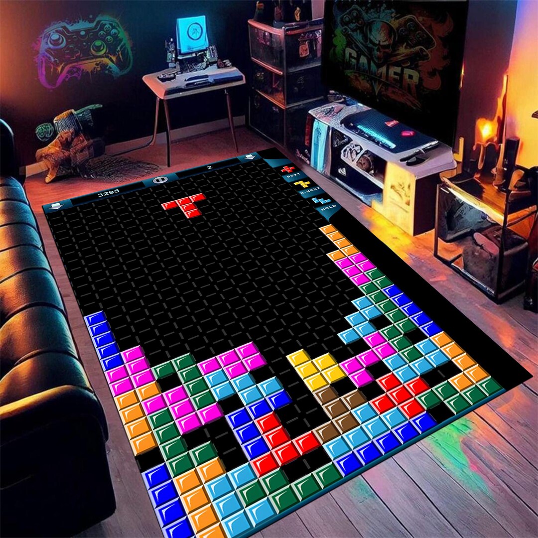 Tetris Block Rug: Retro Game Room Decor, Gamer Gift - Etsy