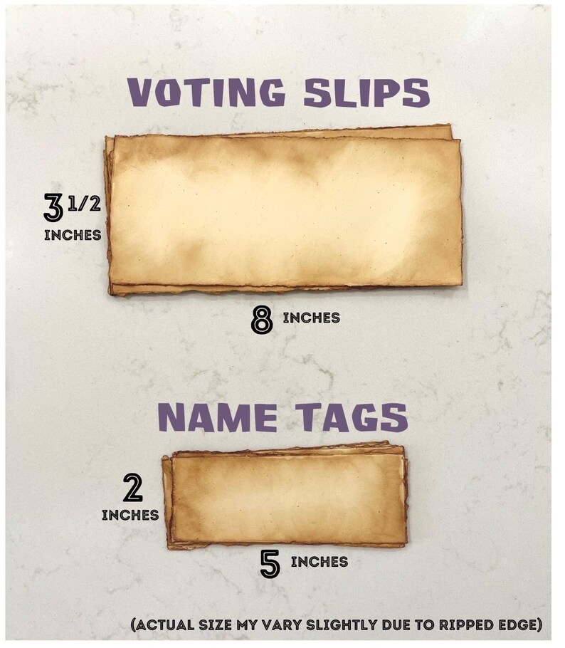 Voting Parchment Slips & Name Tags - Etsy