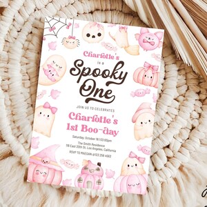 Spooky One Girl Birthday Invitation, Halloween First Bday, Spooky 1st ...