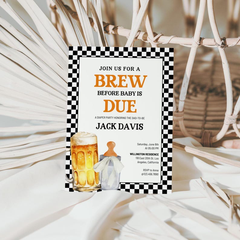 Editable Diaper Party Invitation Brews and Bottles Baby Shower Invite ...