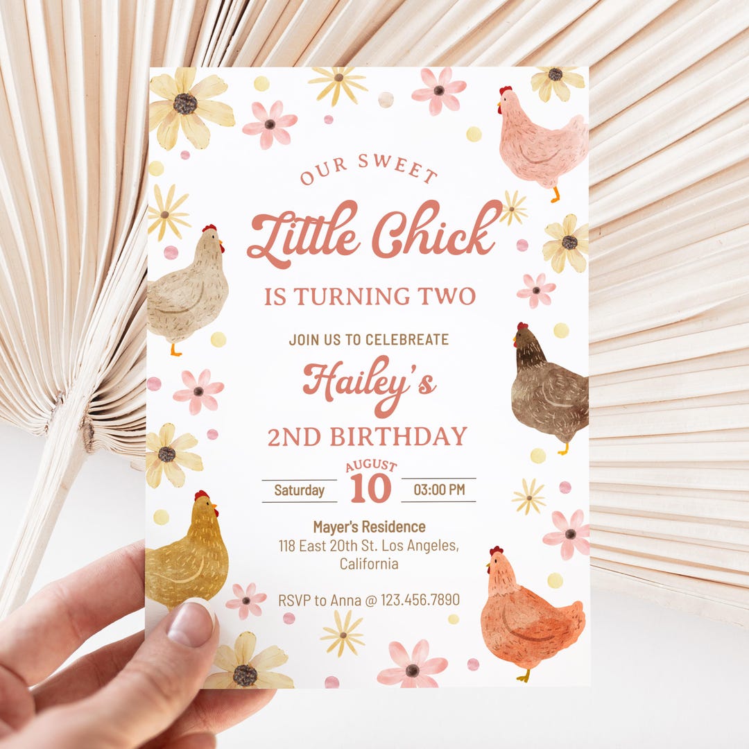 Editable Chicken Birthday Invitation, Chicken Birthday Theme Party ...