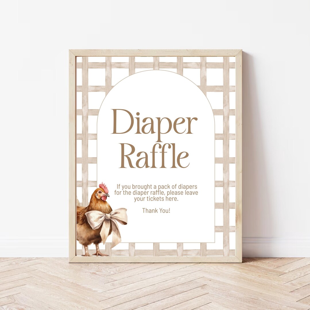 Diaper Raffle Sign Chicken Baby Shower Chicken Diaper Raffle Sign and ...