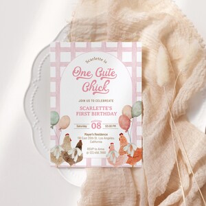 Chicken Birthday Bundle Invitation, Editable One Chick Birthday Chicken ...