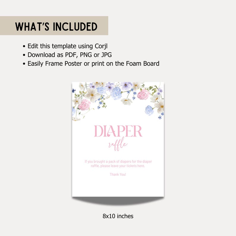Diaper Raffle Baby Shower Sign, Editable Diaper Raffle Sign, Baby in ...