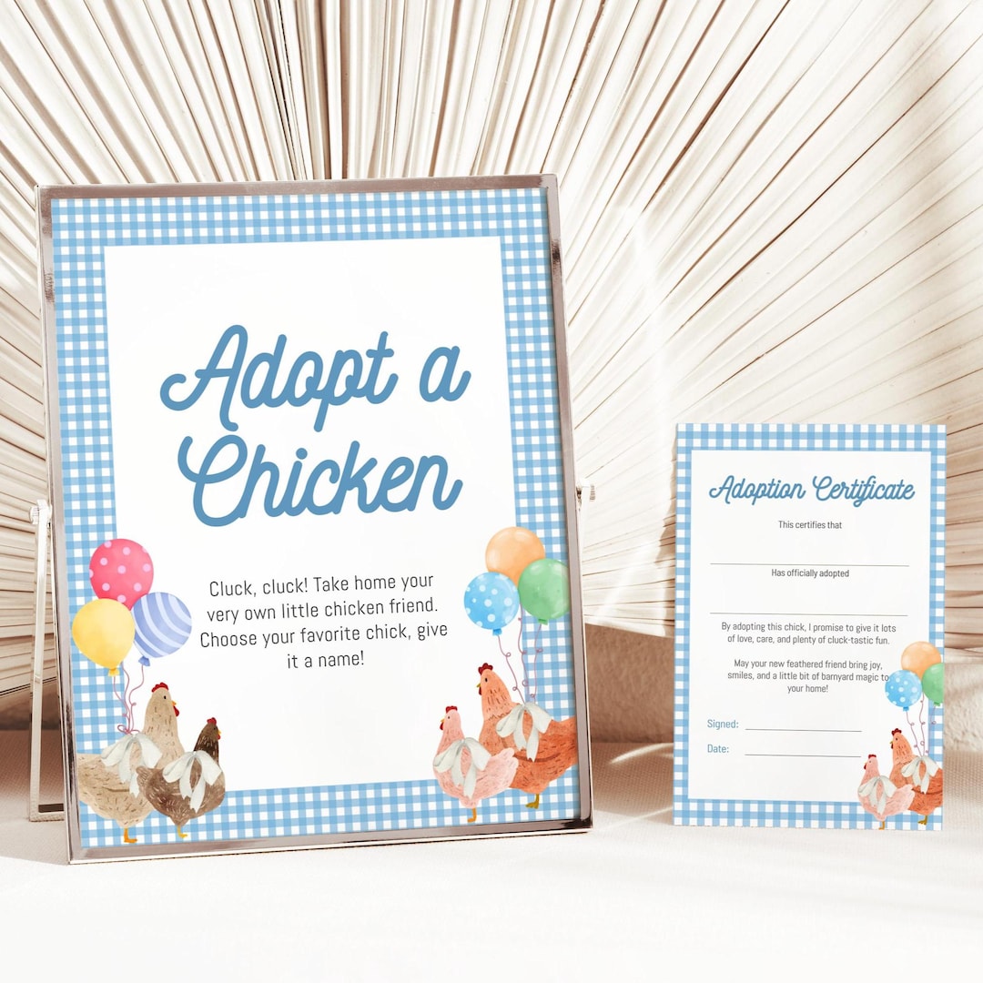 Editable Adopt a Chicken Sign and Adoption Certificate Printable Farm ...