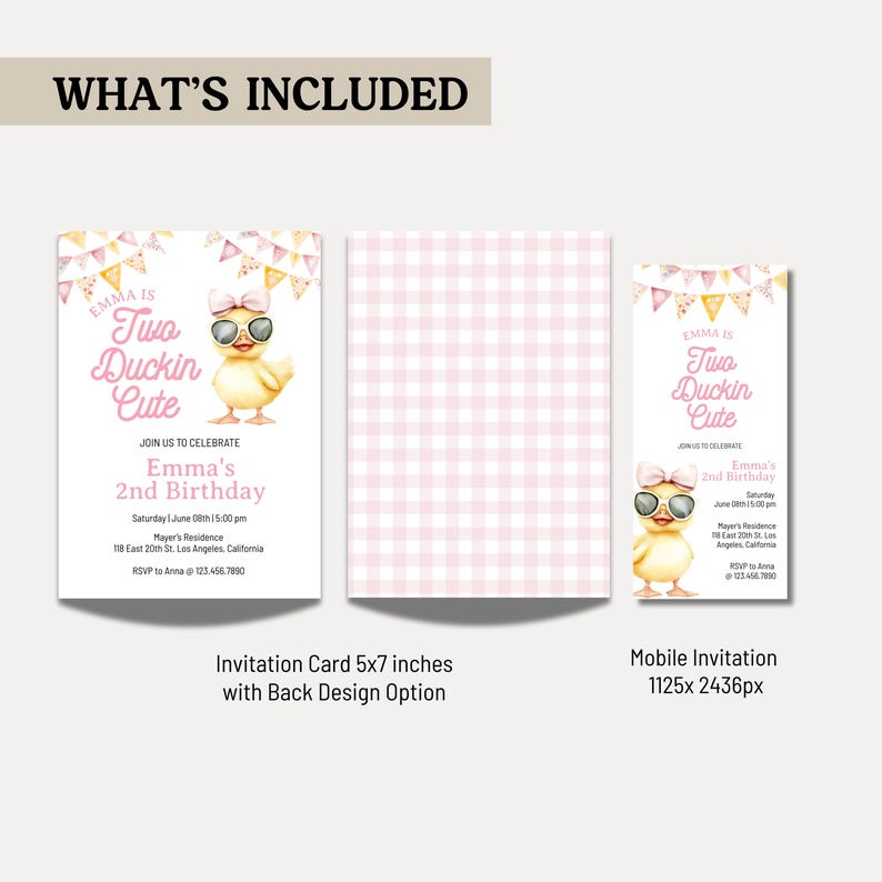 Editable Yellow Duck Birthday Invitation, Two Duckin Cute Yellow Duck ...