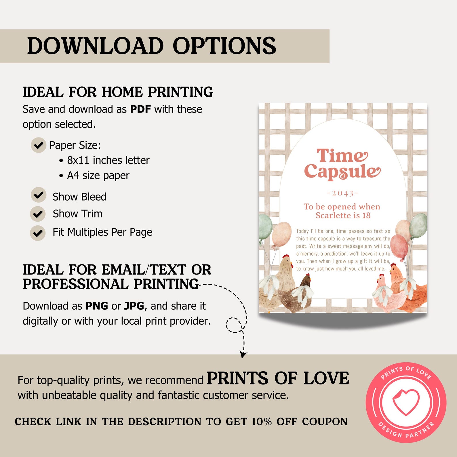 Editable Chicken Time Capsule Birthday Sign, 1st Birthday Time Capsule ...