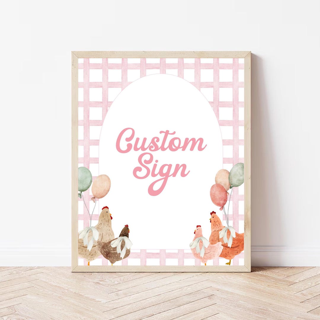 Chicken Custom Sign for Birthday, Editable Custom Sign, Chicken ...