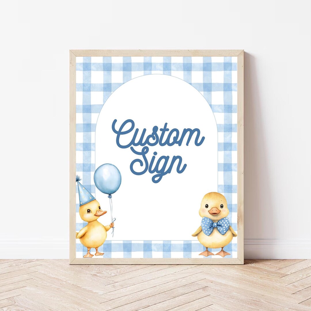 Editable Duck Birthday Custom Table Sign, One Lucky Duck Theme, Yellow ...