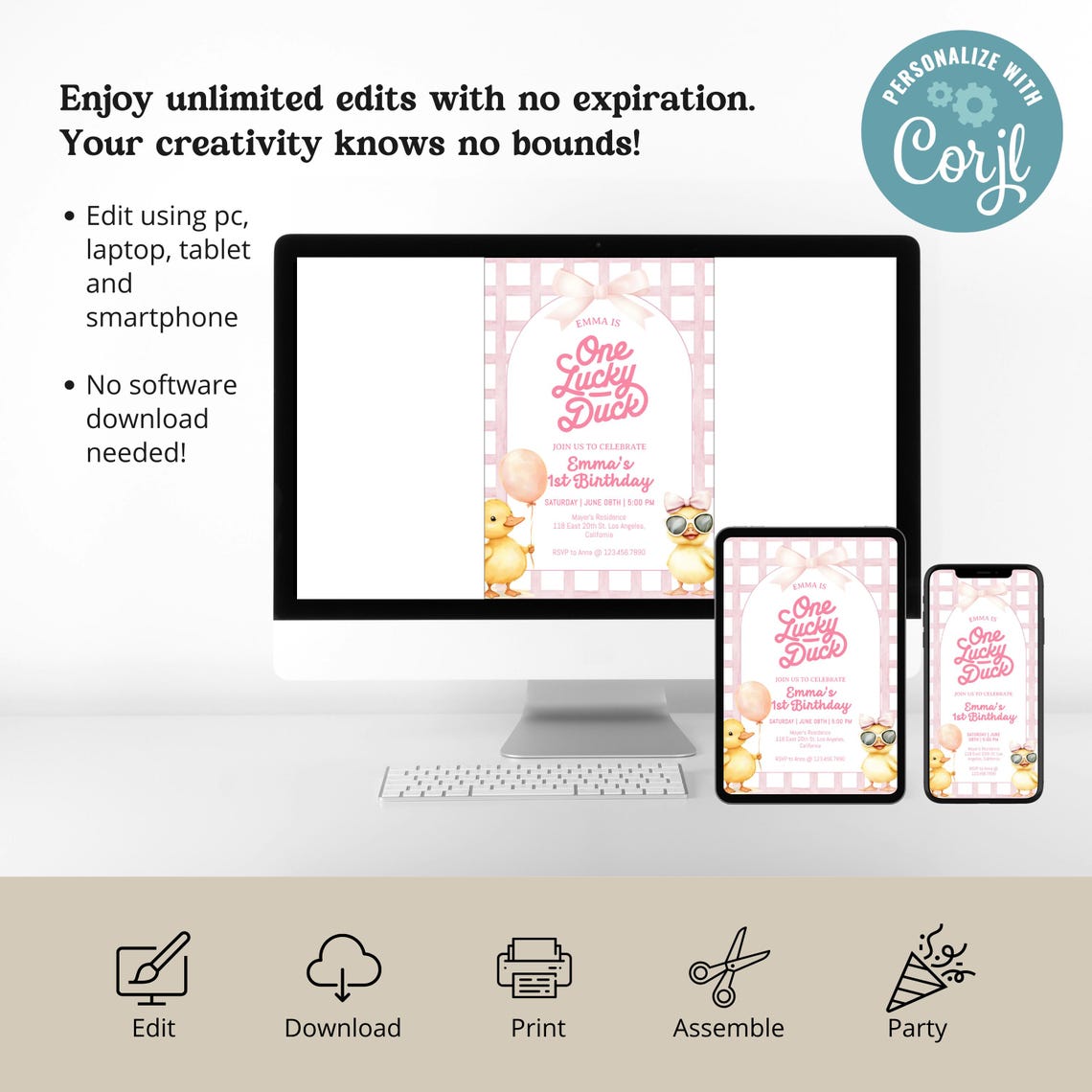 One Lucky Duck Birthday Welcome Sign, Editable One Lucky Duck First ...
