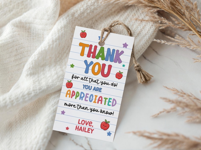 Editable Teacher Gift Tags Thank You Teacher Printable Labels for ...