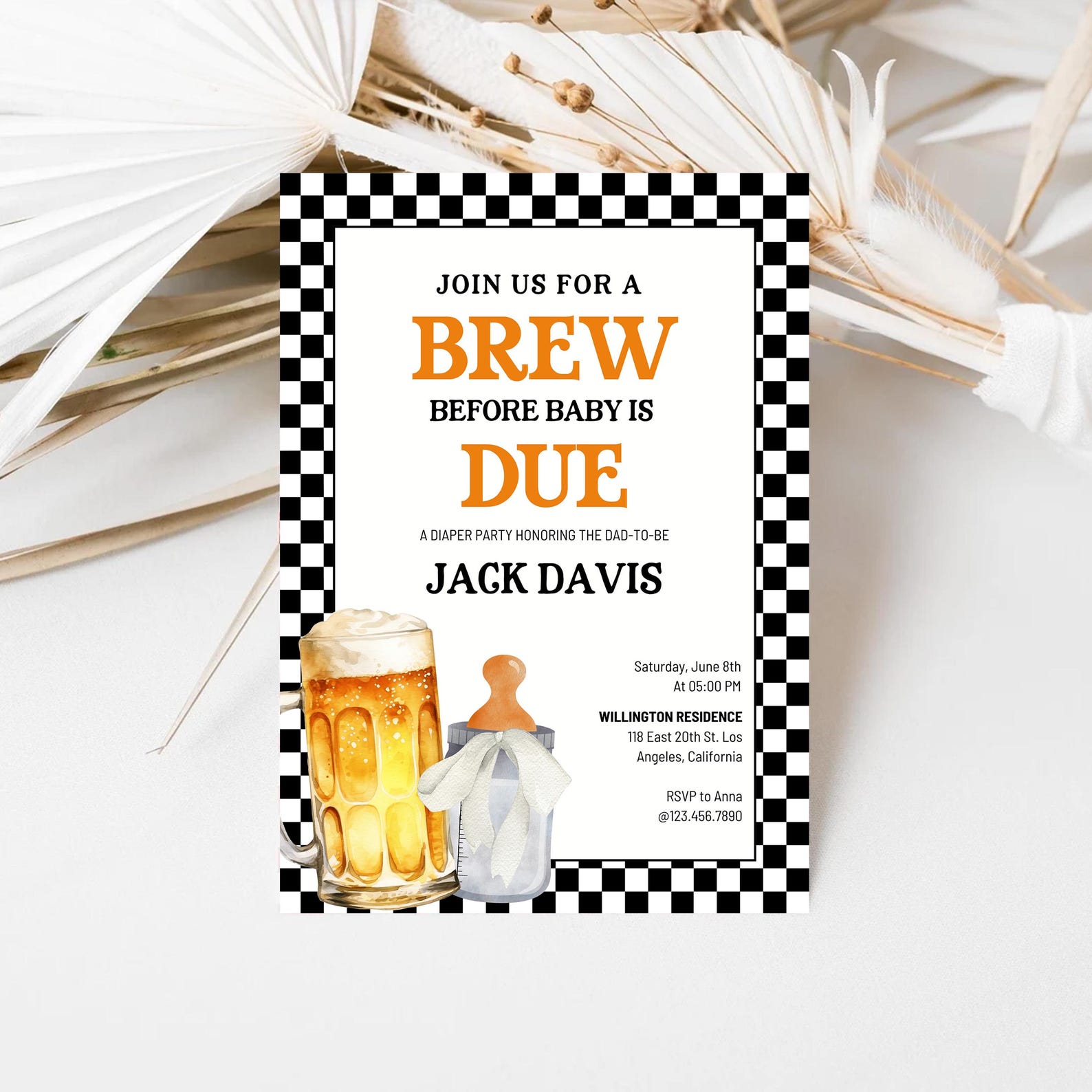Editable Diaper Party Invitation Brews and Bottles Baby Shower Invite ...