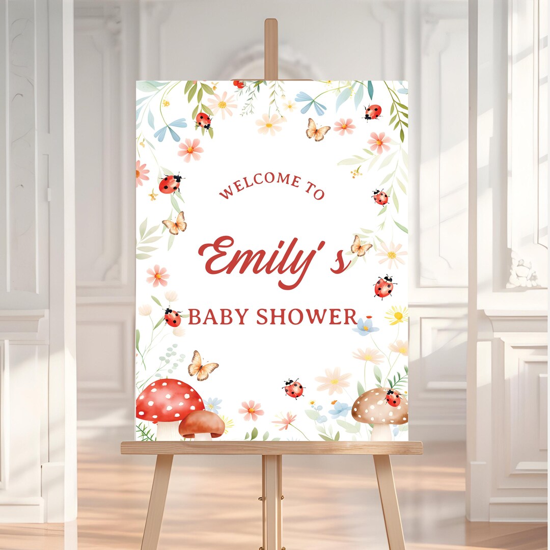 Love Bug Baby Shower Welcome Sign, Editable Little Love Bug Welcome ...
