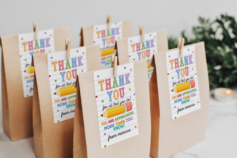 Editable Thank You Teacher Tags Printable Gift Labels for Teacher ...