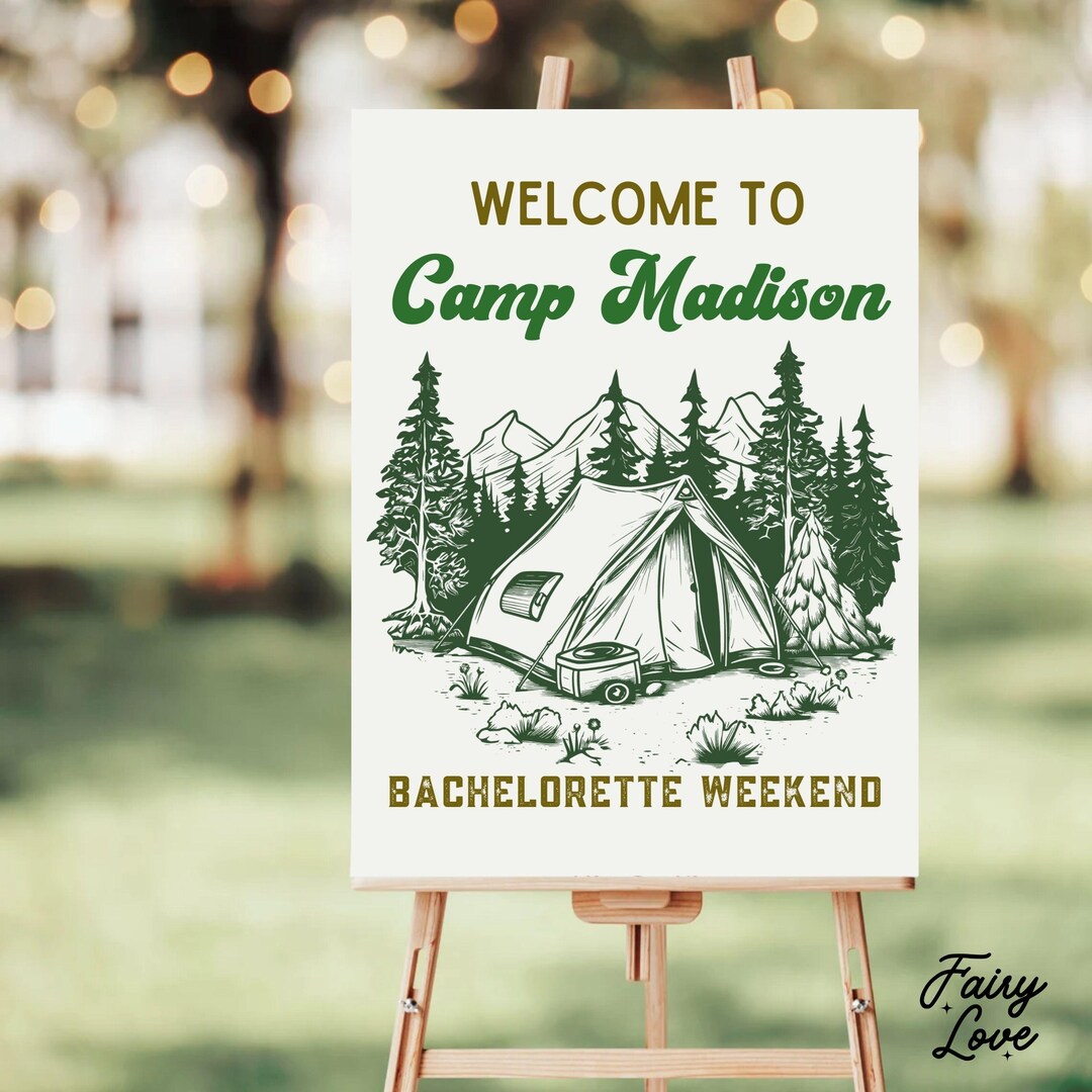Editable Welcome Sign for Camp Bachelorette Party Theme, Welcome Sign ...
