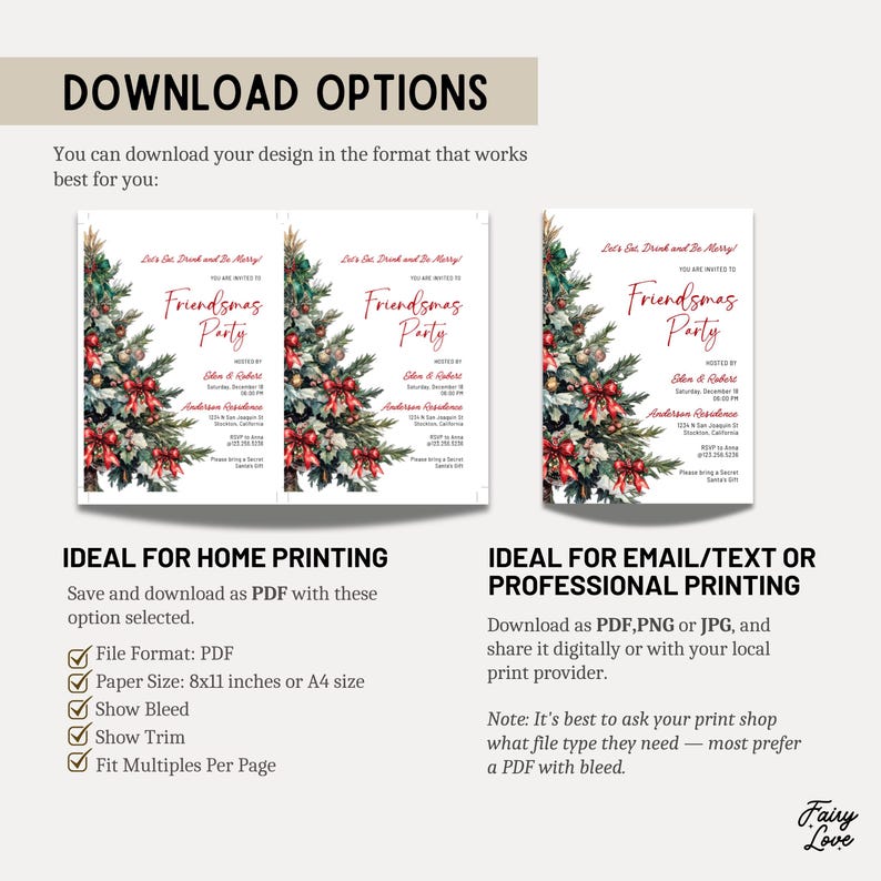 Editable Friendmas Party Invitation, Christmas Tree Holiday Invite ...