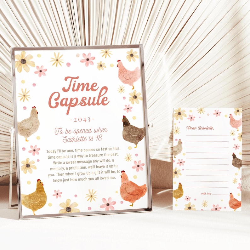 Chicken Birthday Time Capsule Sign, Editable Time Capsule First ...