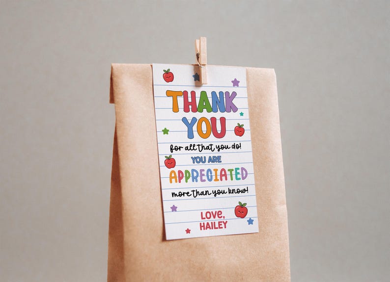 Editable Teacher Gift Tags Thank You Teacher Printable Labels for ...