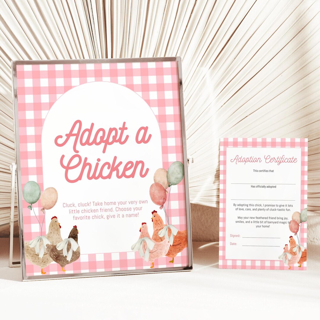 Editable Adopt a Chicken Sign, Chicken Adoption Certificate, Farm ...
