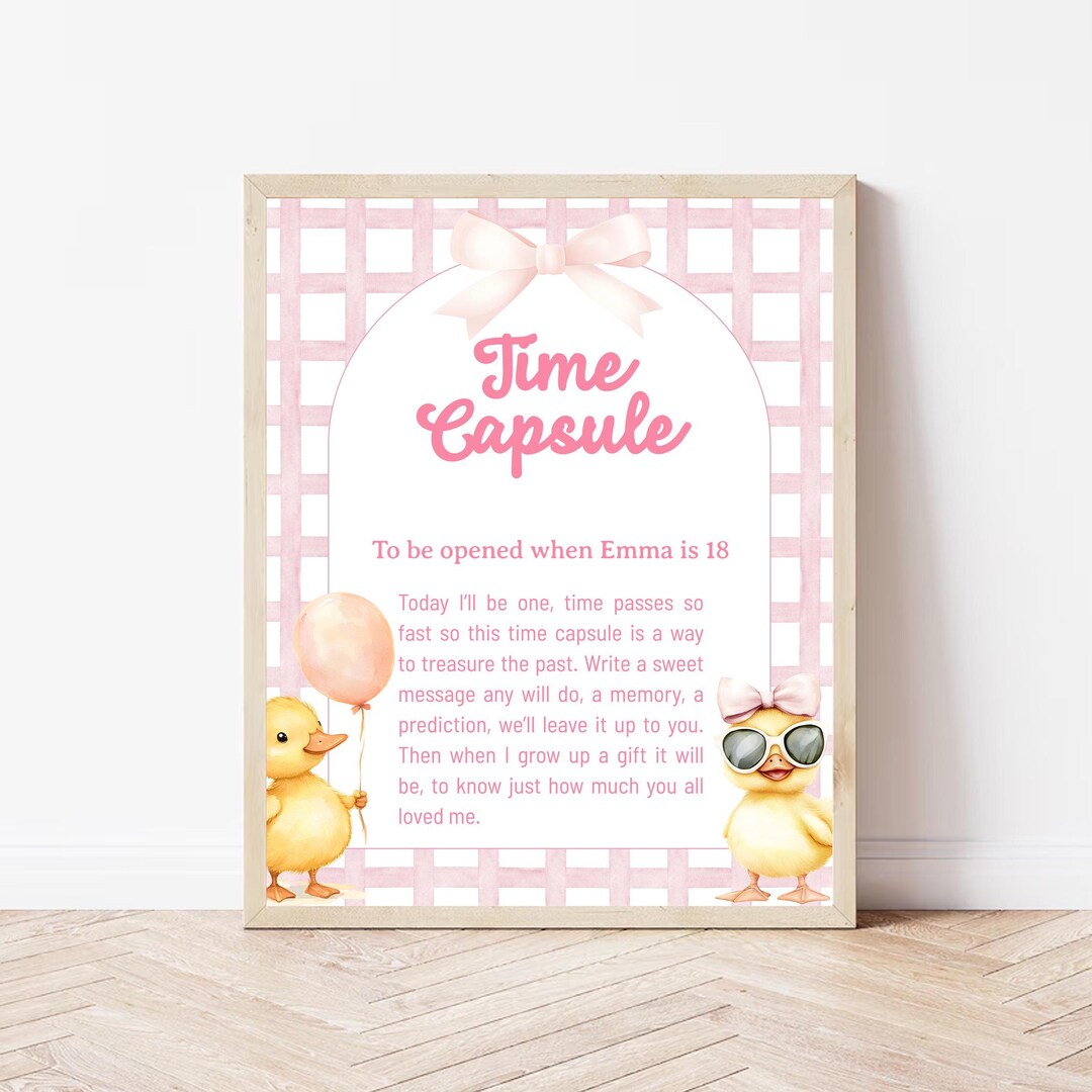 Editable Time Capsule Template, One Lucky Duck Time Capsule, First ...
