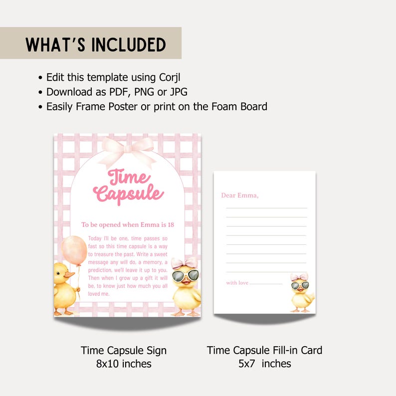 Editable Time Capsule Template, One Lucky Duck Time Capsule, First ...