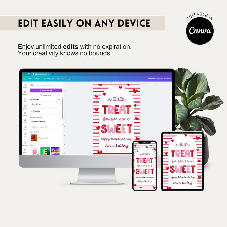 Editable Valentines Day Gift Tags Printable Pink Red Heart Valentine ...