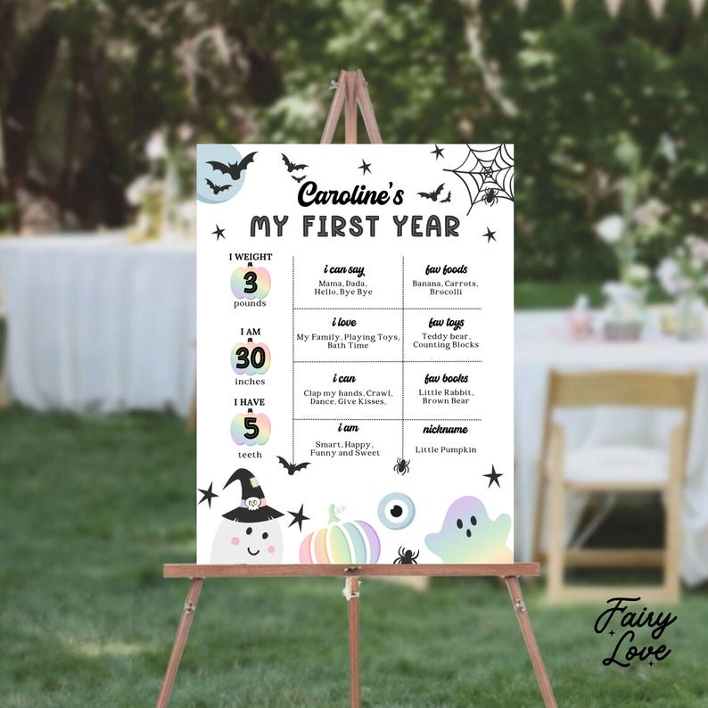 Editable Halloween 1st Birthday Milestone Board Birthday Milestone ...