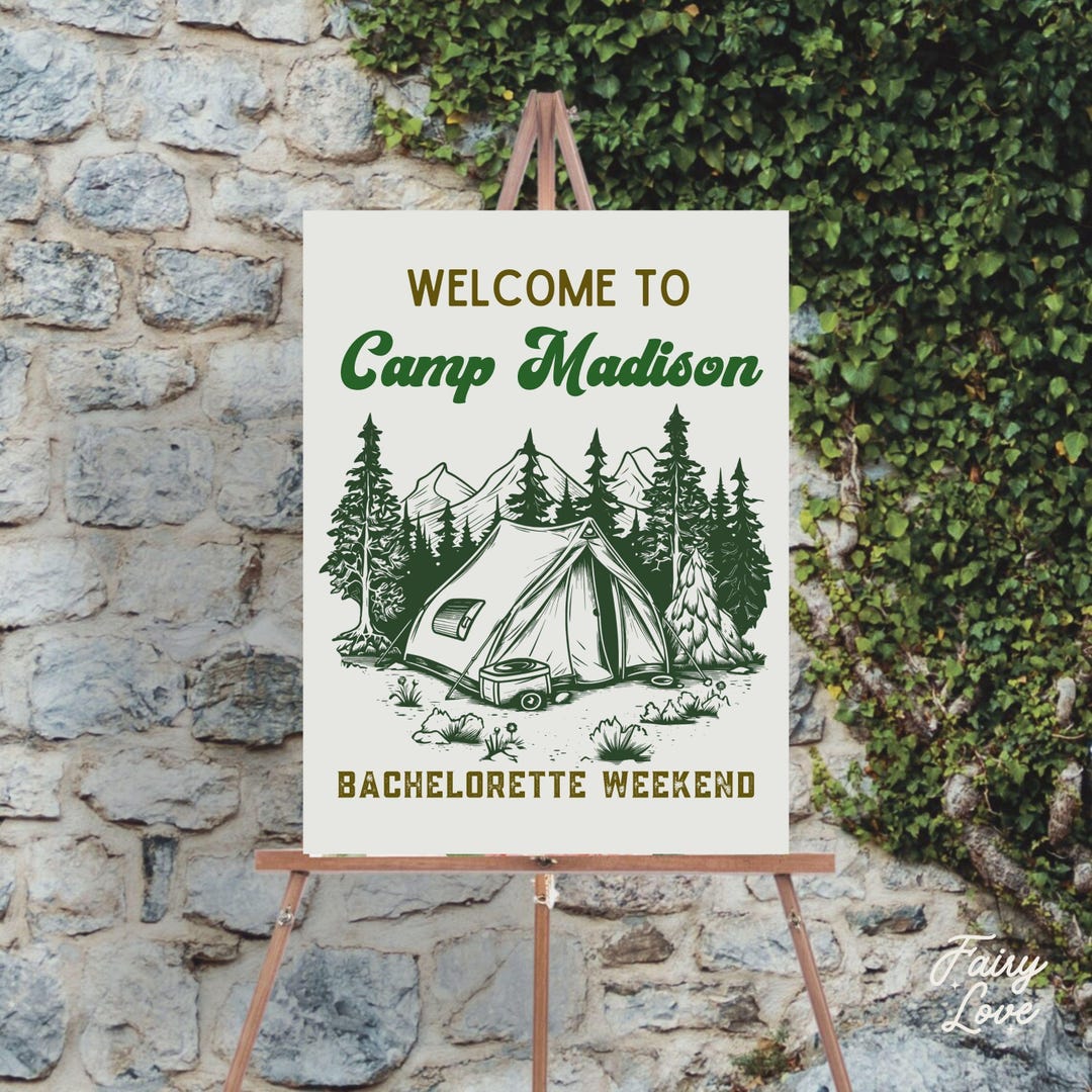 Editable Welcome Sign for Camp Bachelorette Party Theme, Welcome Sign ...