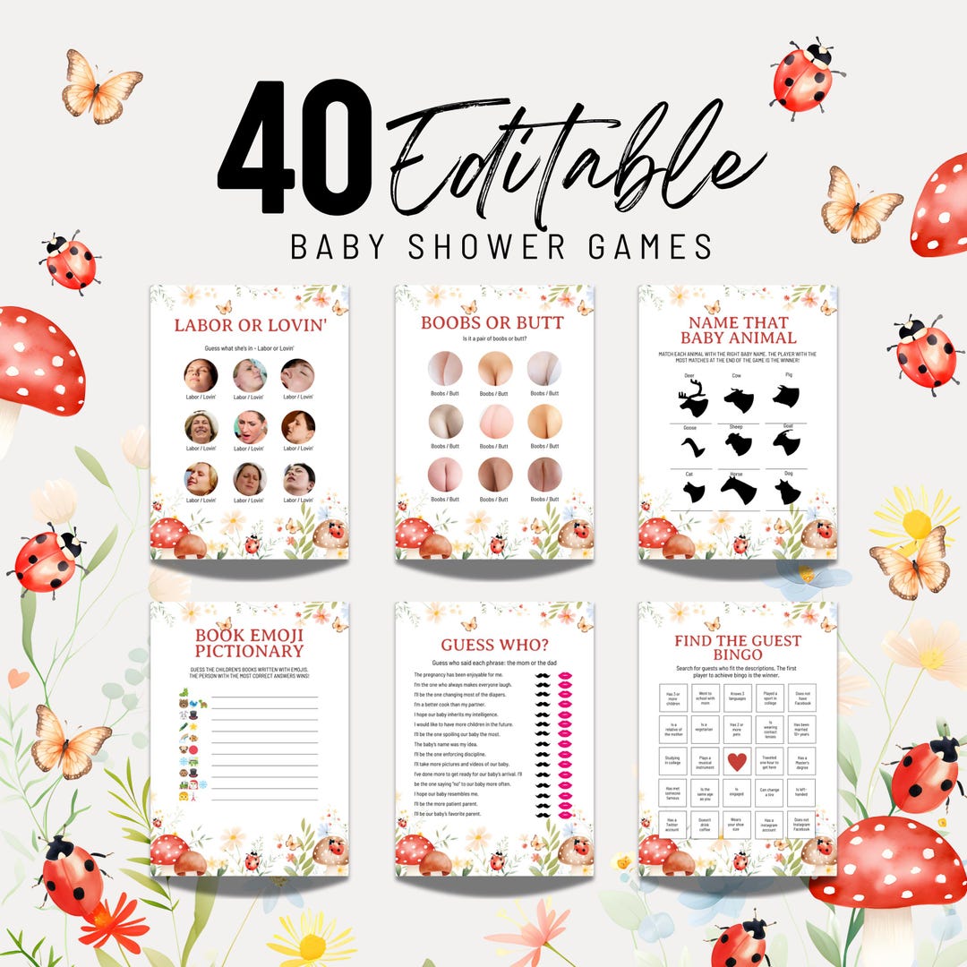 Love Bug Baby Shower Games, Editable Little Love Bug Game Bundle, Red ...