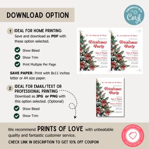 Editable Friendmas Party Invitation Template, Christmas Bow Invitation ...