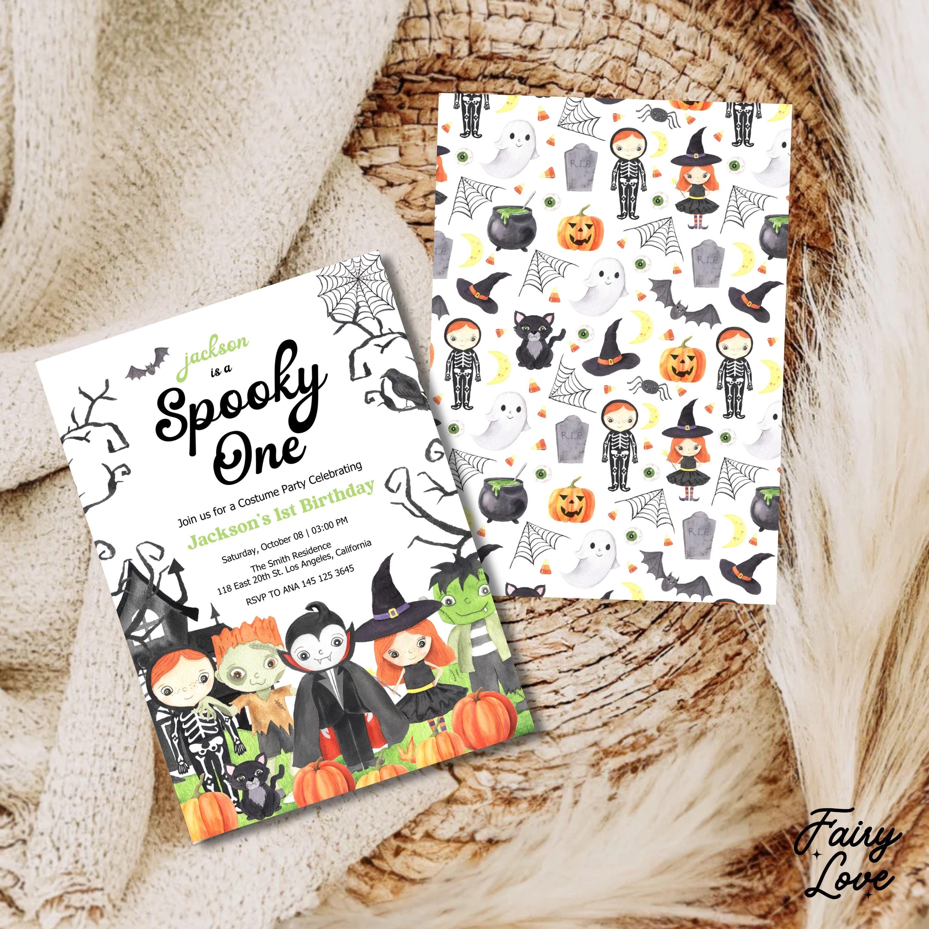 Editable Spooky One Halloween Birthday Invitation, Halloween Invitation ...