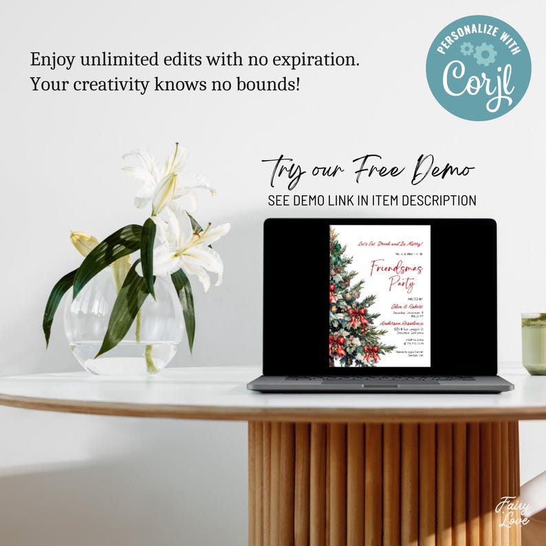 Editable Friendmas Party Invitation, Christmas Tree Holiday Invite ...