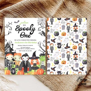 Editable Spooky One Halloween Birthday Invitation, Halloween Invitation ...