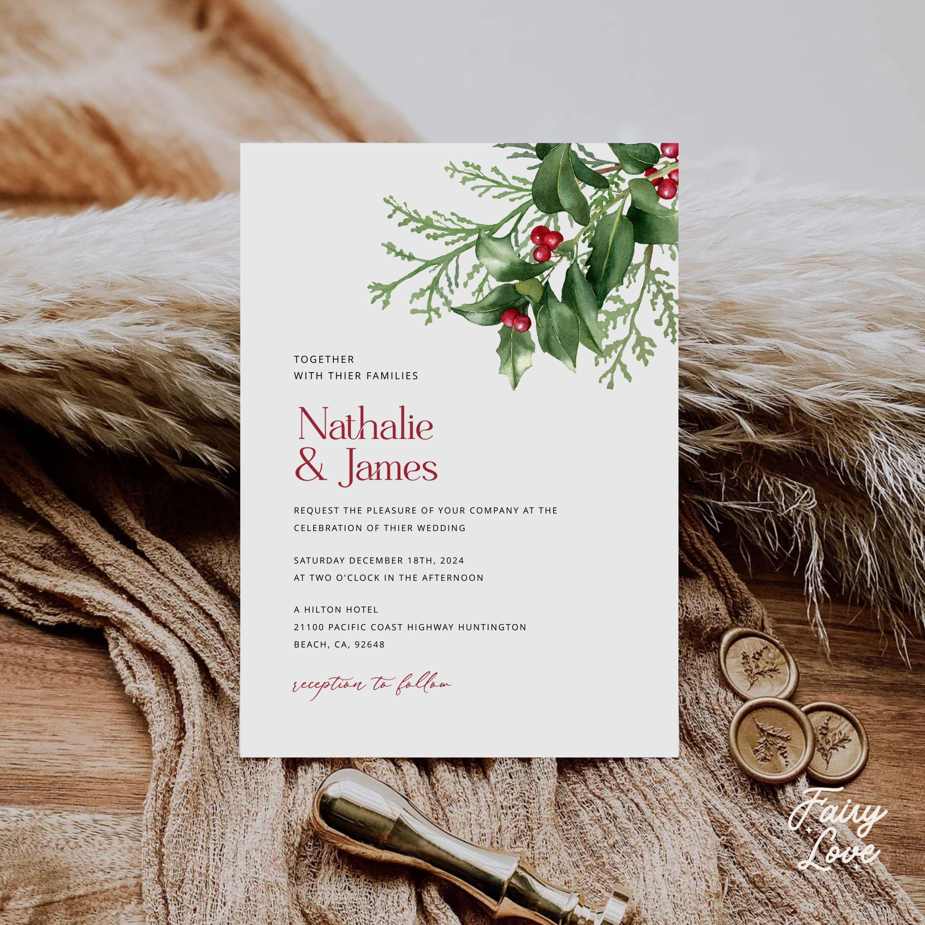 Editable Christmas Wedding Invitation, Editable Wedding Invitation ...