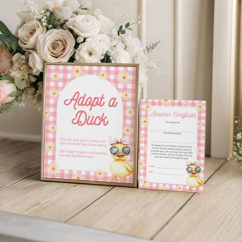 Editable Adopt a Duck Sign, Duck Adoption Certificate, One Lucky Duck ...