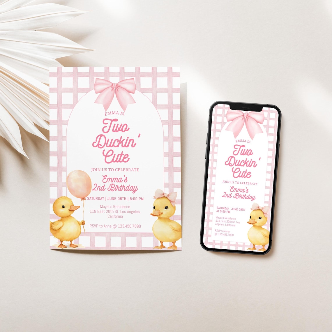 Editable Yellow Duck Birthday Invitation, Two Duckin Cute Yellow Duck ...