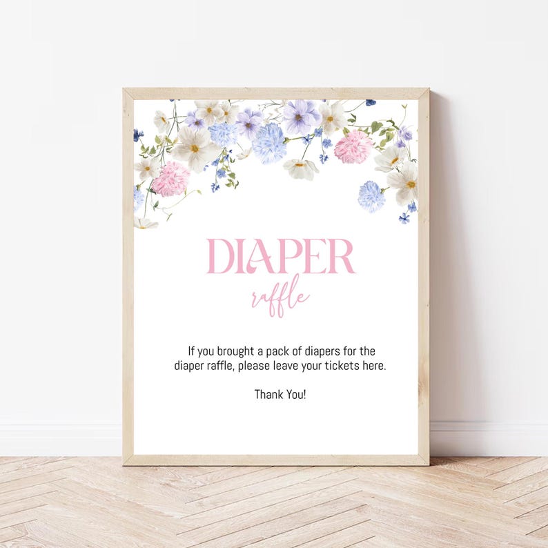 Diaper Raffle Baby Shower Sign, Editable Diaper Raffle Sign, Baby in ...