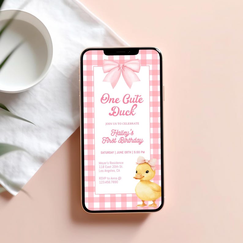 Editable Yellow Duck Birthday Invitation, One Cute Duck Invite, One ...