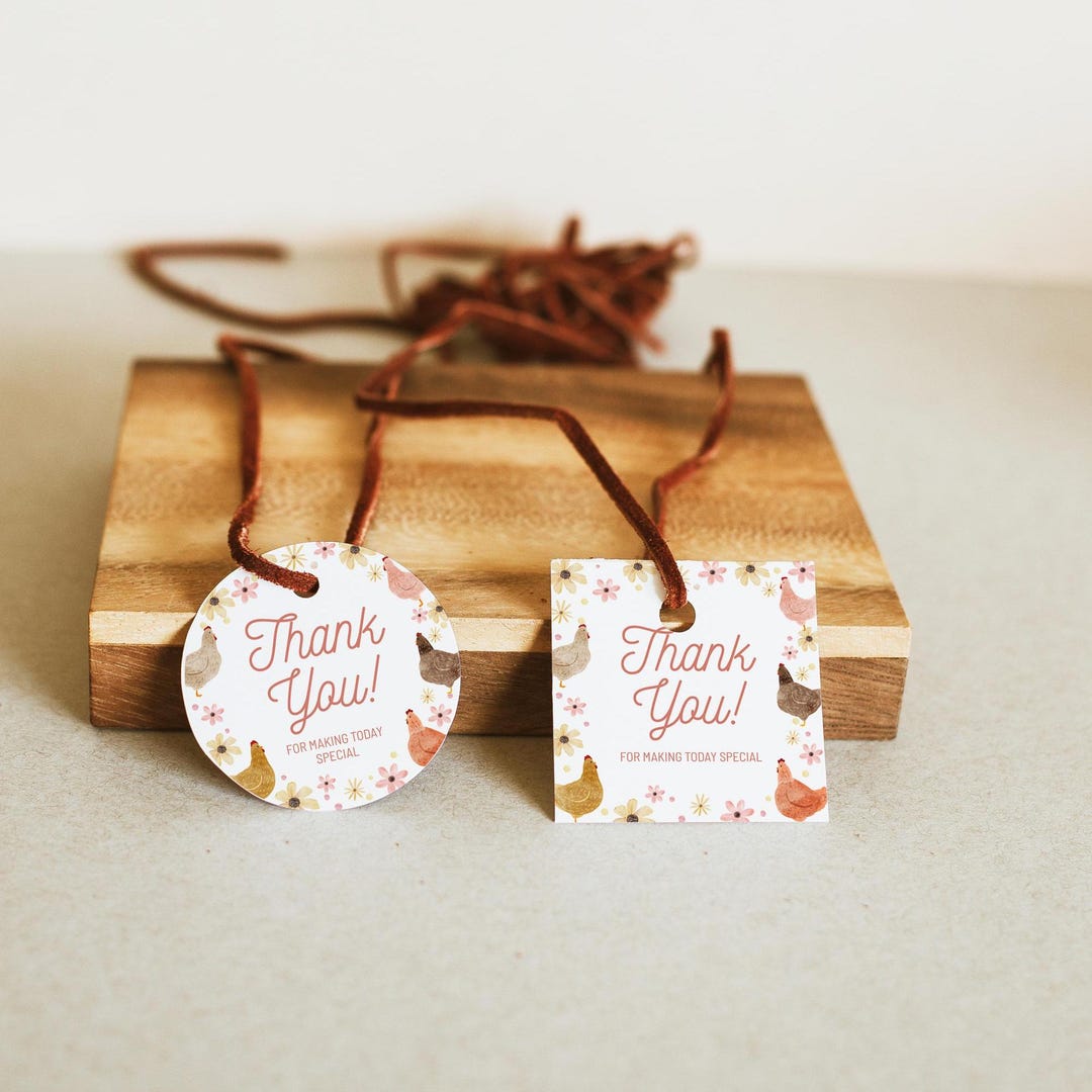Chicken Favor Tag Baby Shower Favor Tag Chicken Party Tag Square Party ...
