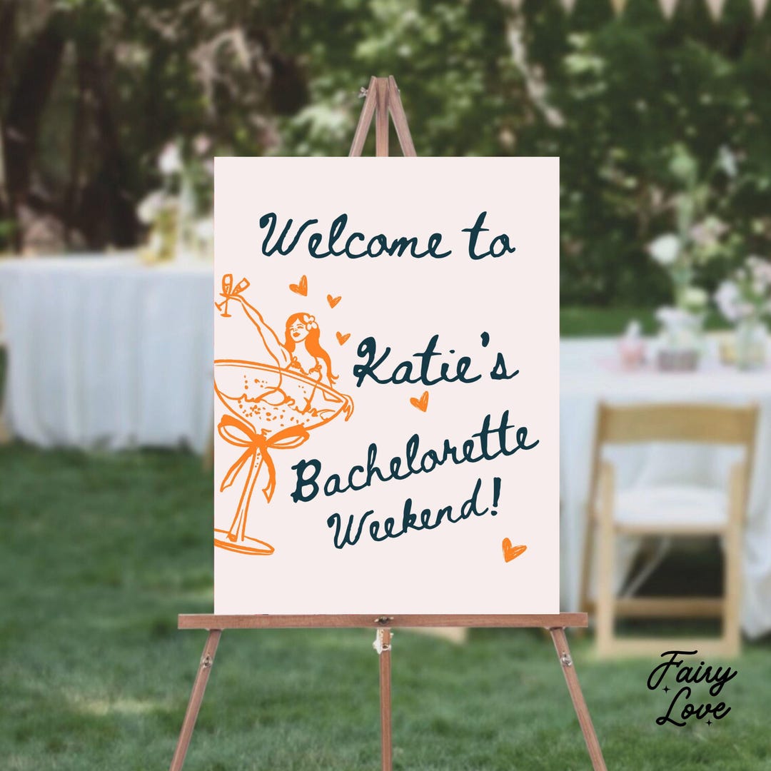 Hand Drawn Bachelorette Welcome Sign Template, Bridal Party Signage ...