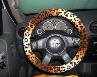 Cheetah Print Faux Fur Steering Wheel Cover - Women Car Accessories ...