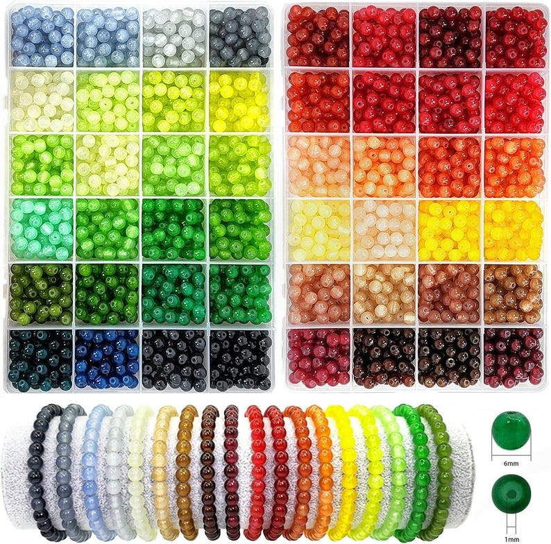 Glass Beads for Bracelet Making Kit,2600pcs,48 Colors Crystal Beads ...