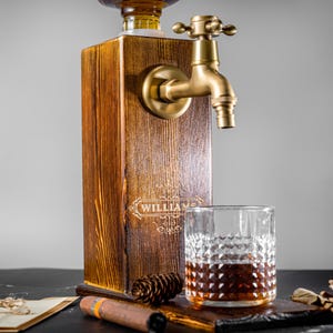 Bespoke Oak Wood Whiskey Dispenser for Home Bar Decor, Stylish Liquor ...