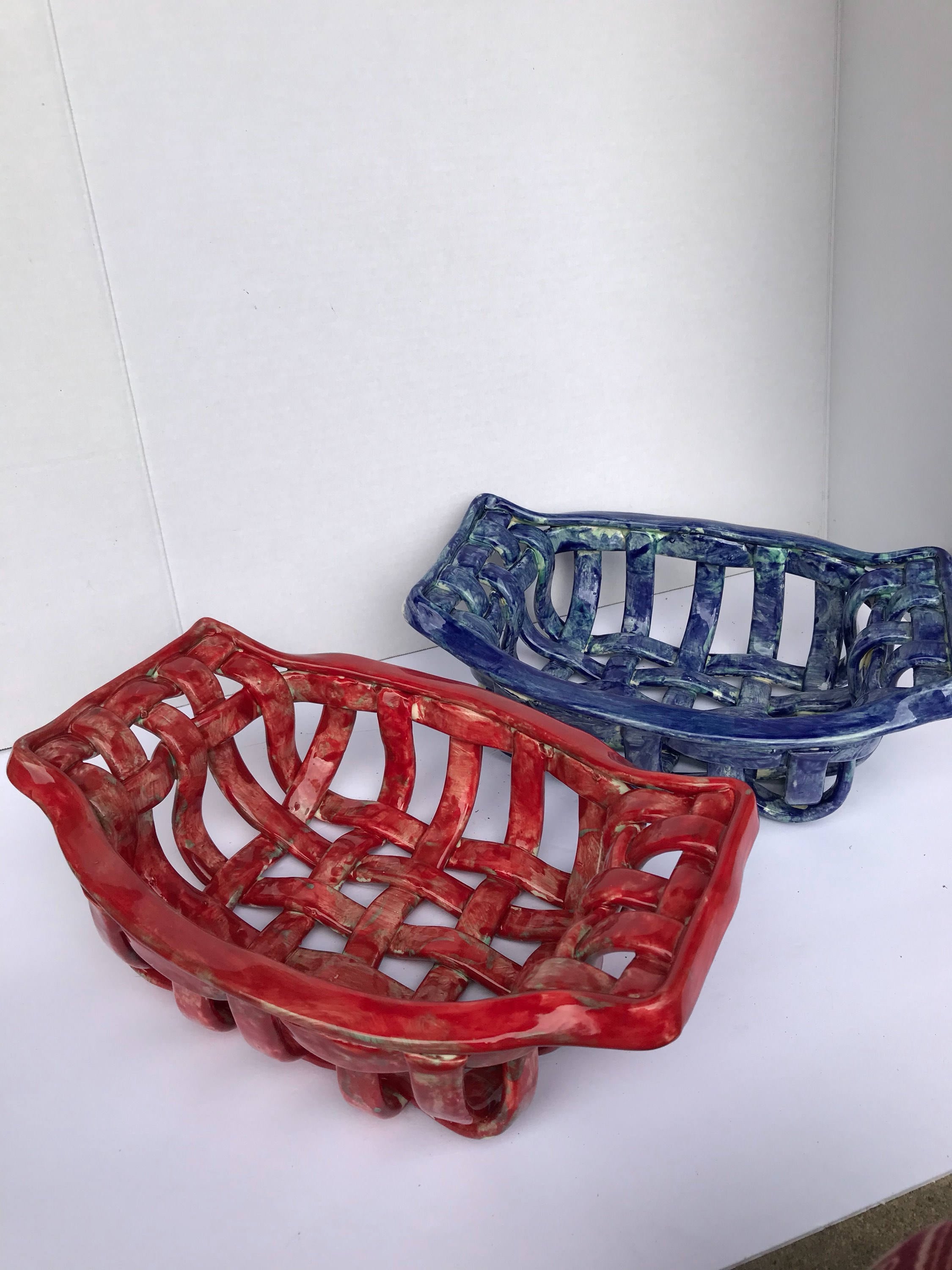 Woven Clay Basket With Handles-bread Warmer-aerated Fruit - Etsy