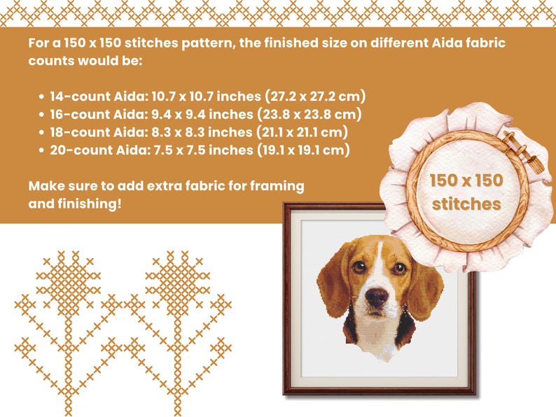 Beagle Dog Portrait Cross Stitch Pattern – DIY Home Decor (PDF Pattern ...