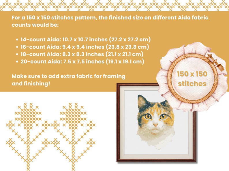 Calico Cat Cross Stitch Pattern: Pet Portrait Needlepoint (PDF Download ...