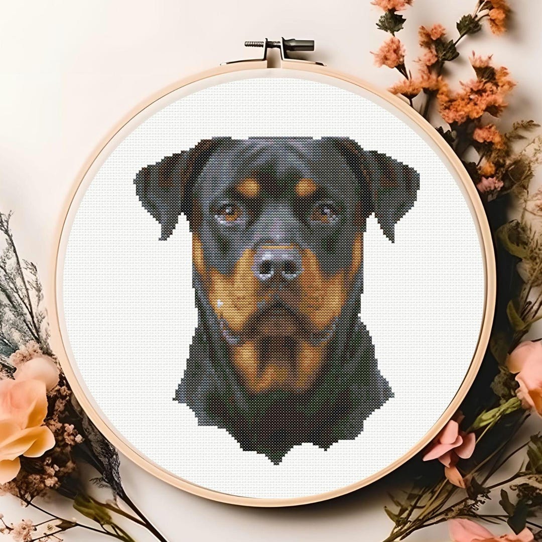 Dog Cross Stitch Pattern | Digital Download | Rottweiler Cross Stitch ...