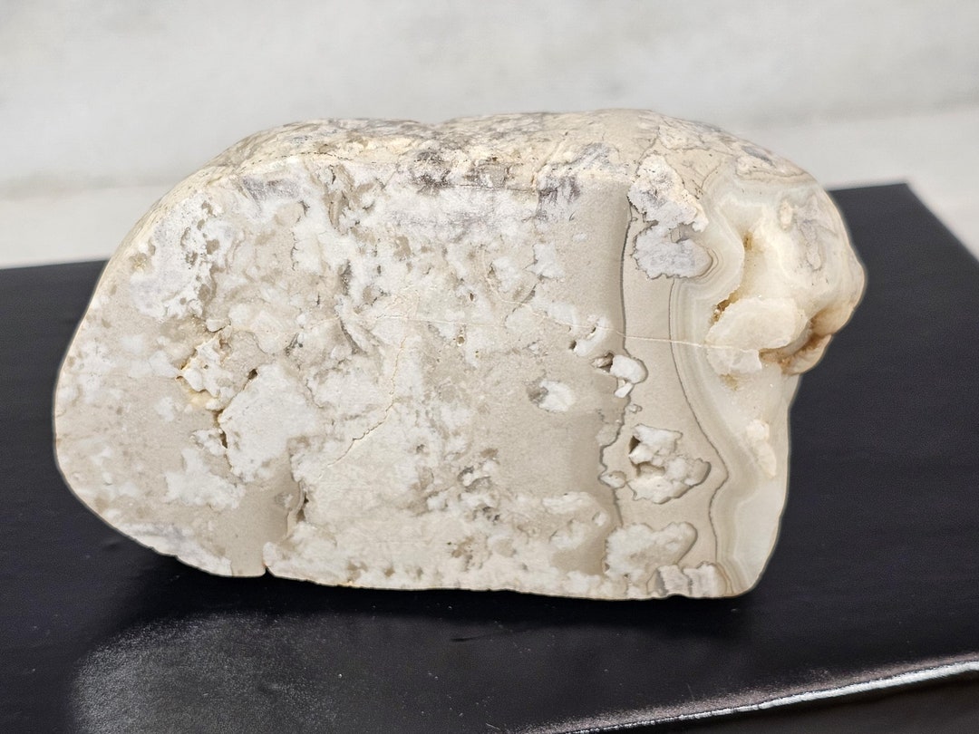 Half Cut White Chalcedony Stone With Missouri Druzy Lace Agate - Etsy